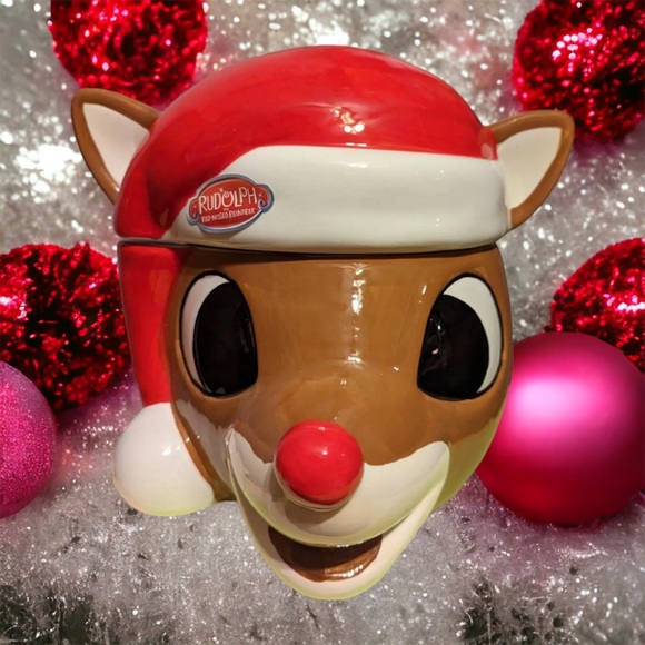 Kitchen | Rudolph The Red Nose Reindeer Canister Cookie Jar Christmas ...